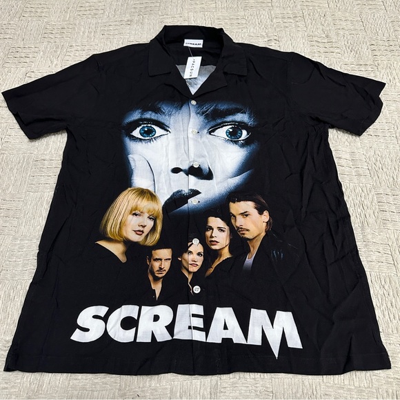 Ripple Junction | Shirts | Scream Movie Poster Mens Woven Camp Shirt ...